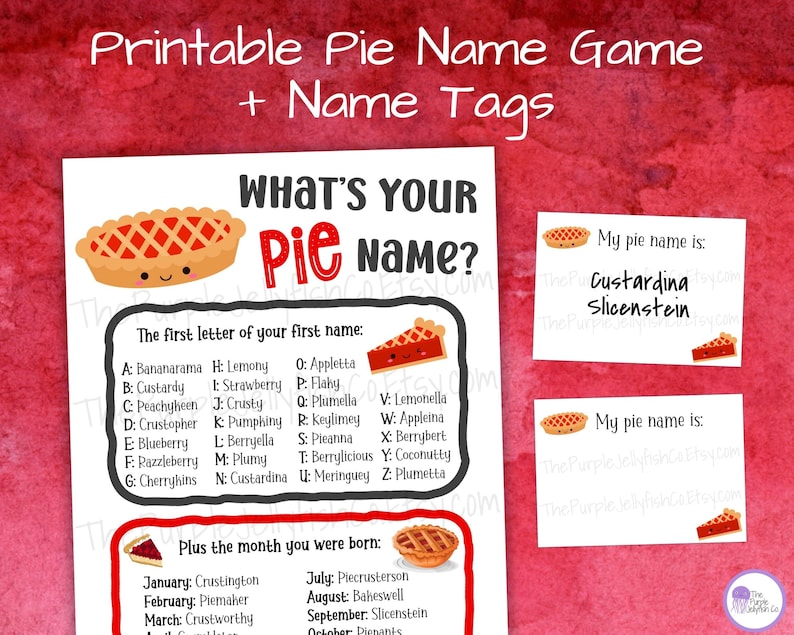 Pie Name Game, Pie Eating Contest, Pie Party Decoration, Pi Day ...