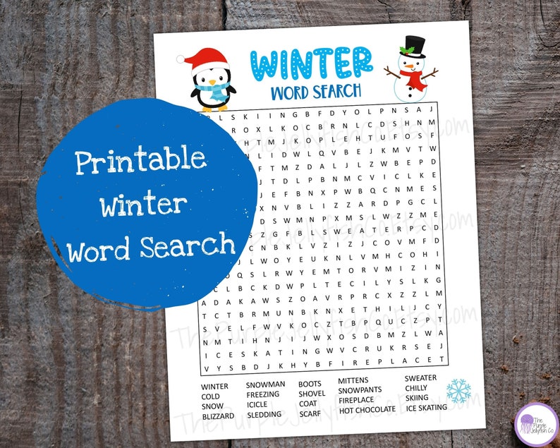 Winter Word Search Printable, Word Search Puzzle for Kids & Adults ...