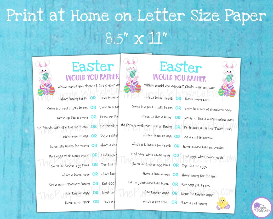 Easter Would You Rather Easter Games for Kids Printable - Etsy