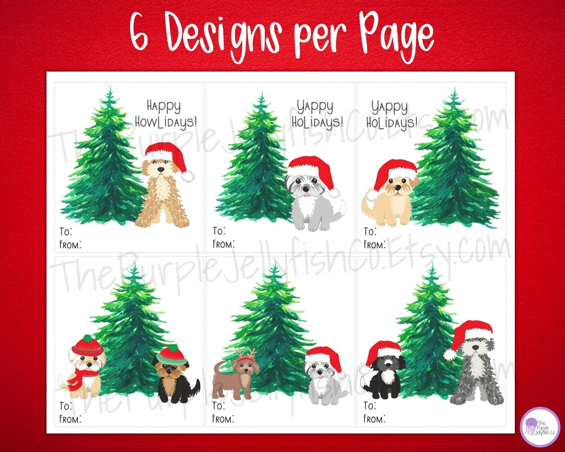 Dog Christmas Gift Tags Printable Christmas Gift Tags | Etsy
