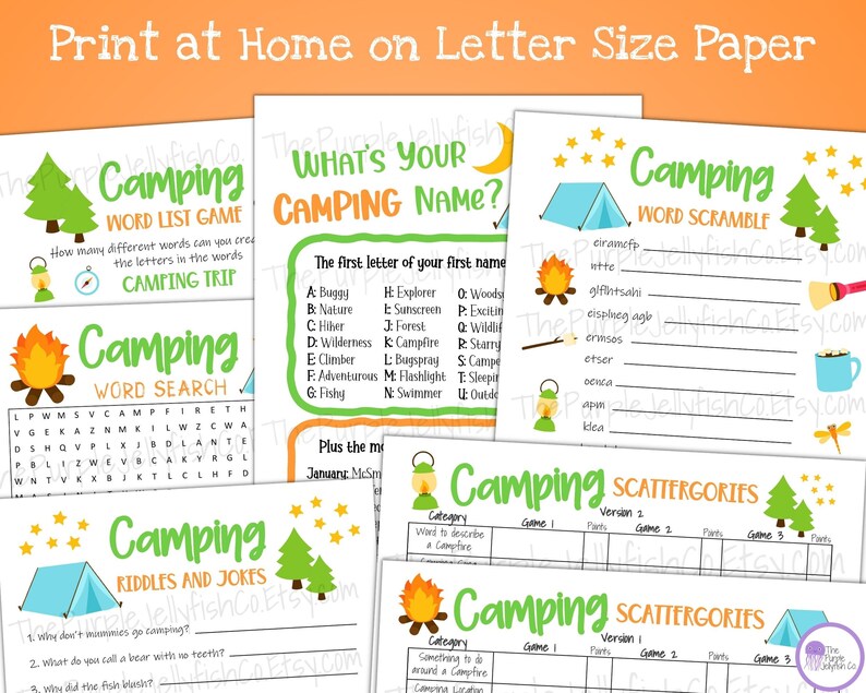 Camping Activities for Kids, Camping Games Bundle, Camping Party ...