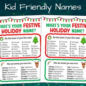 Christmas Name Game + Name Tags, What's Your Name Game Festive Holiday ...