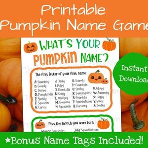 What's Your Pumpkin Name Game Fall Activity Printable - Etsy