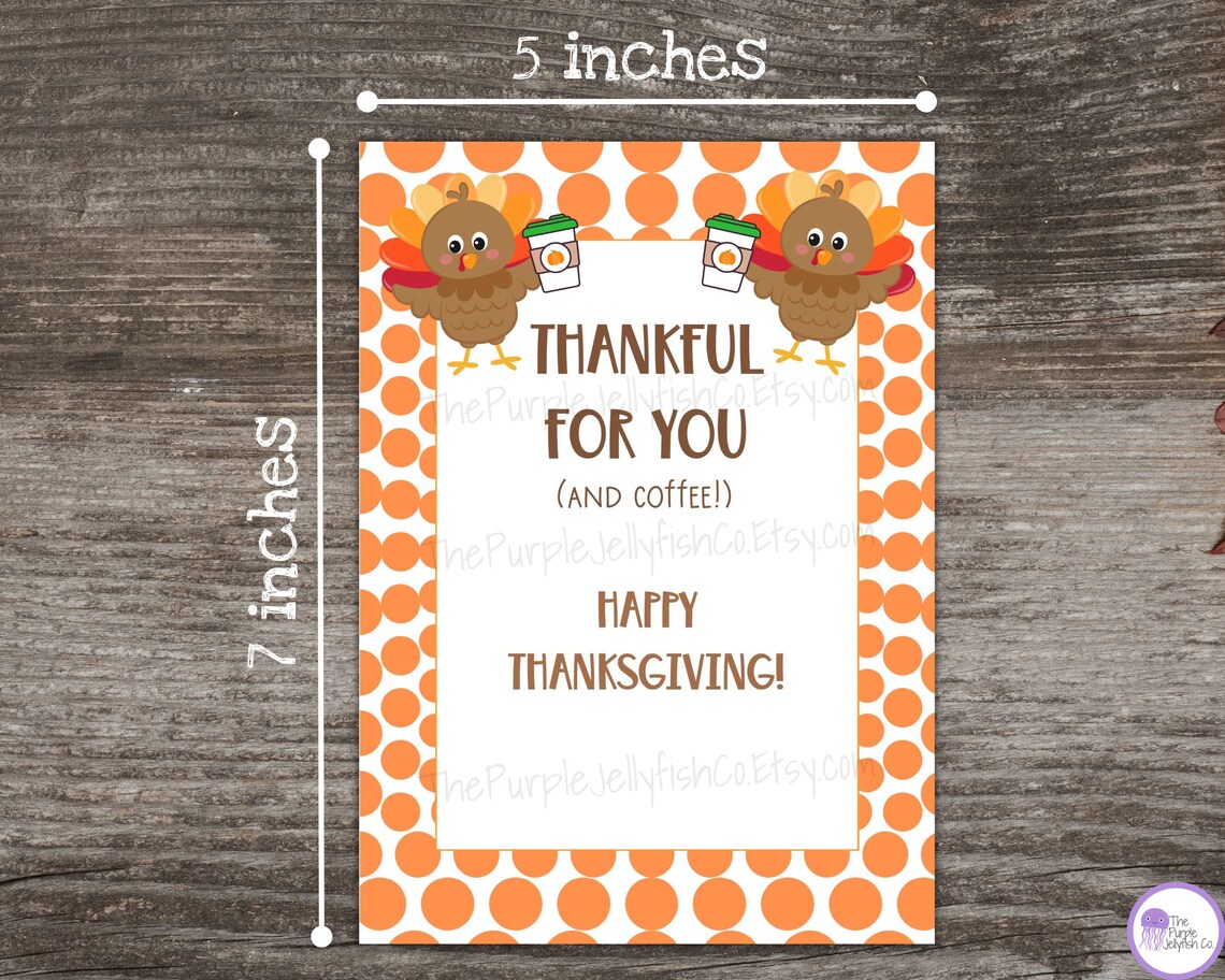 Thankful for You Thanksgiving Coffee Gift Card Holder Printable ...