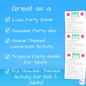 Hawaii Trivia Game Printable Luau Party Idea, Hawaiian Themed Quiz ...
