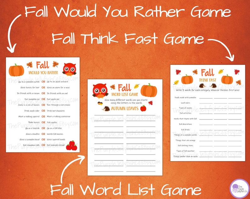 Fall Games Printable, Fall Activities for Kids & Adults, Fun Fall Game ...