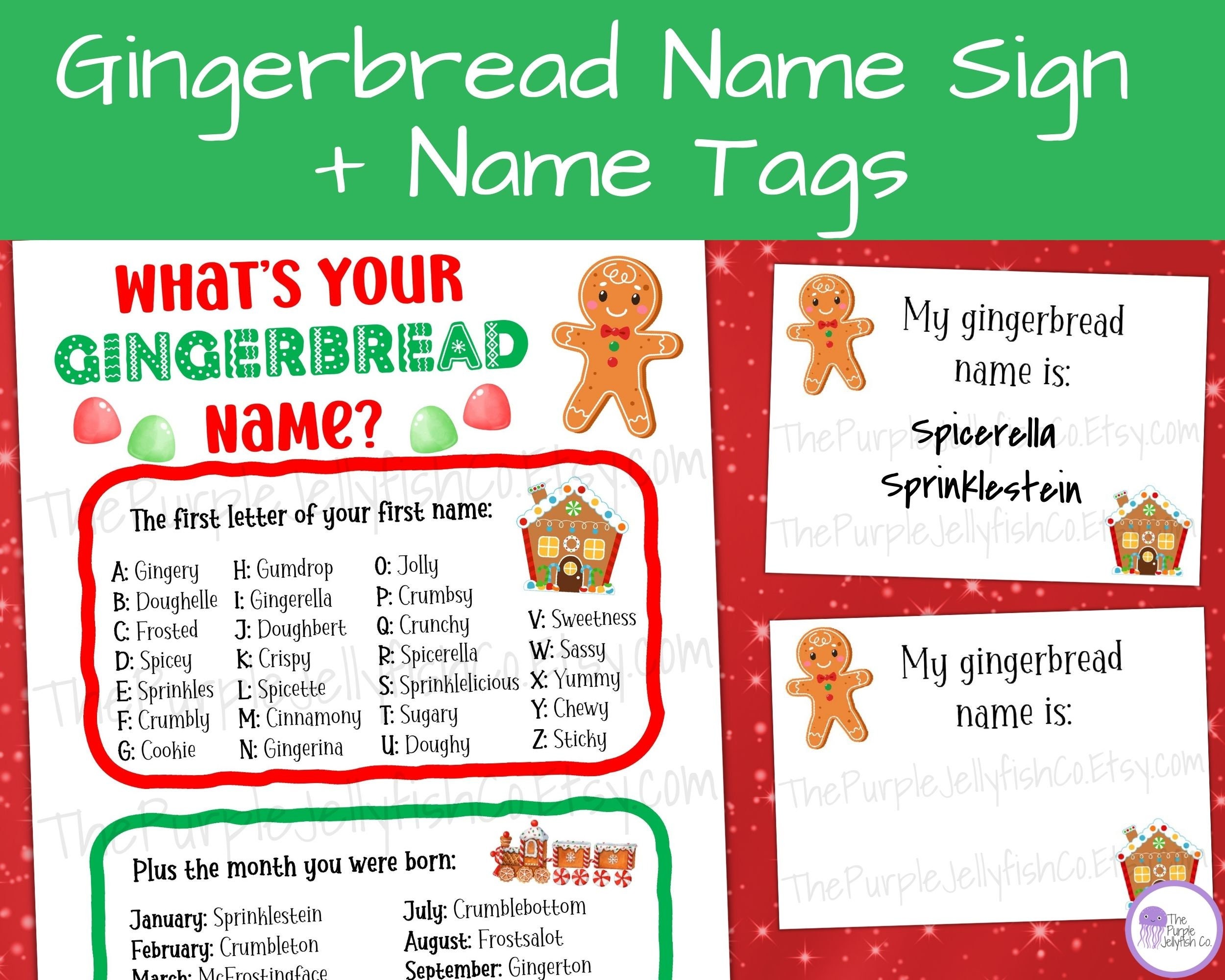 What's Your Gingerbread Name Game, Gingerbread House Decorating Party ...