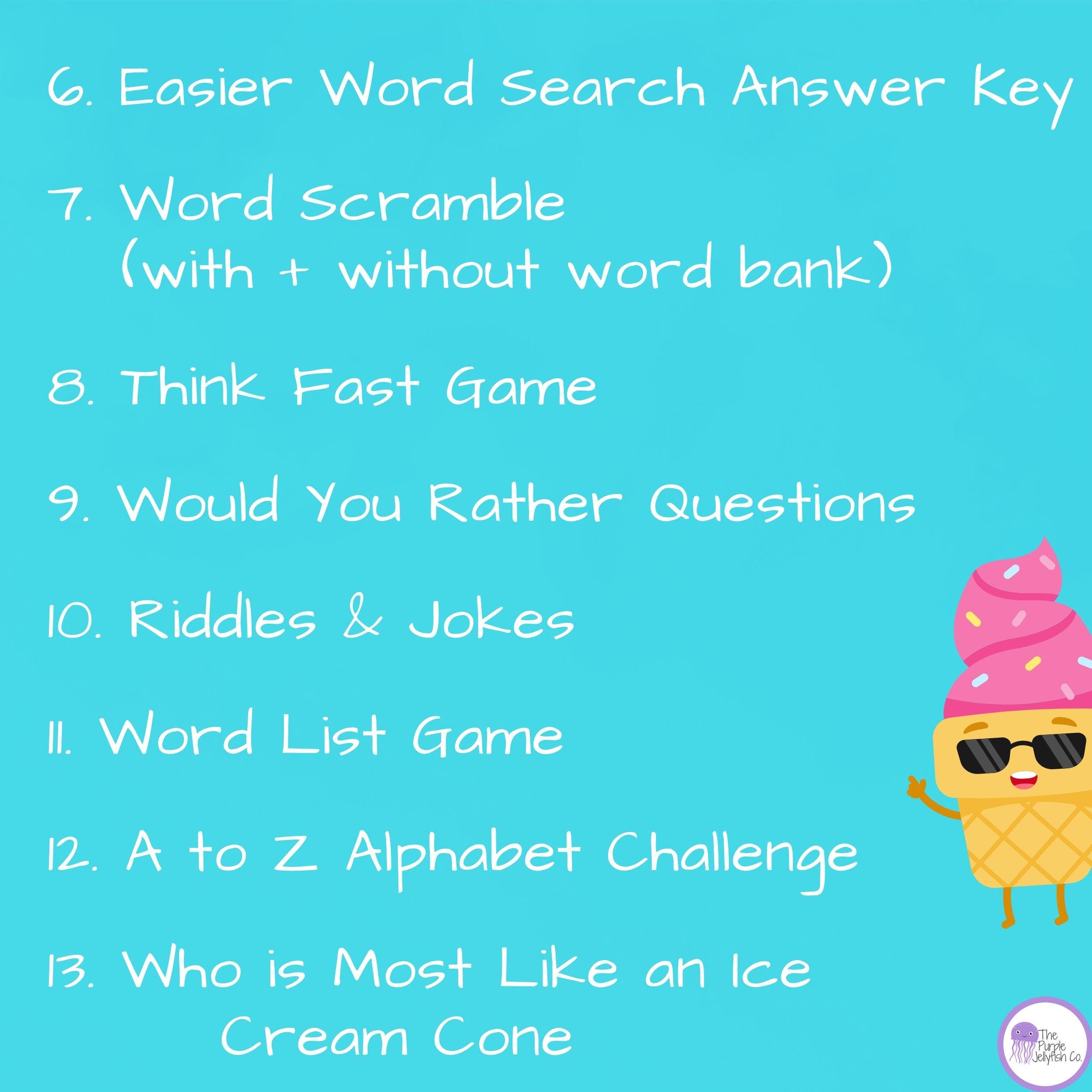Ice Cream Party Printable Game Bundle for Kids & Adults, Ice Cream ...