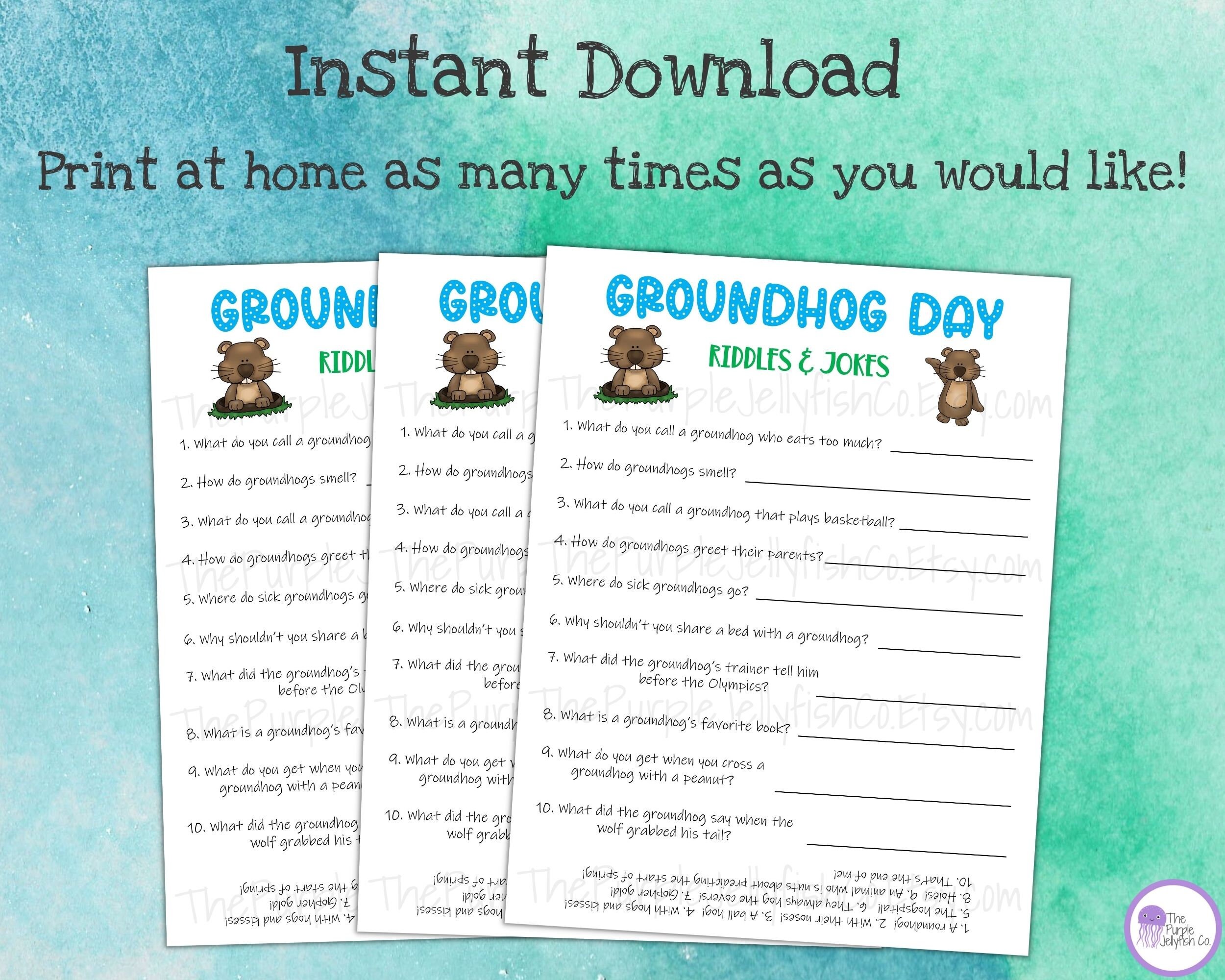 Groundhog Day Jokes, Printable Game for Groundhog Day, Groundhog ...