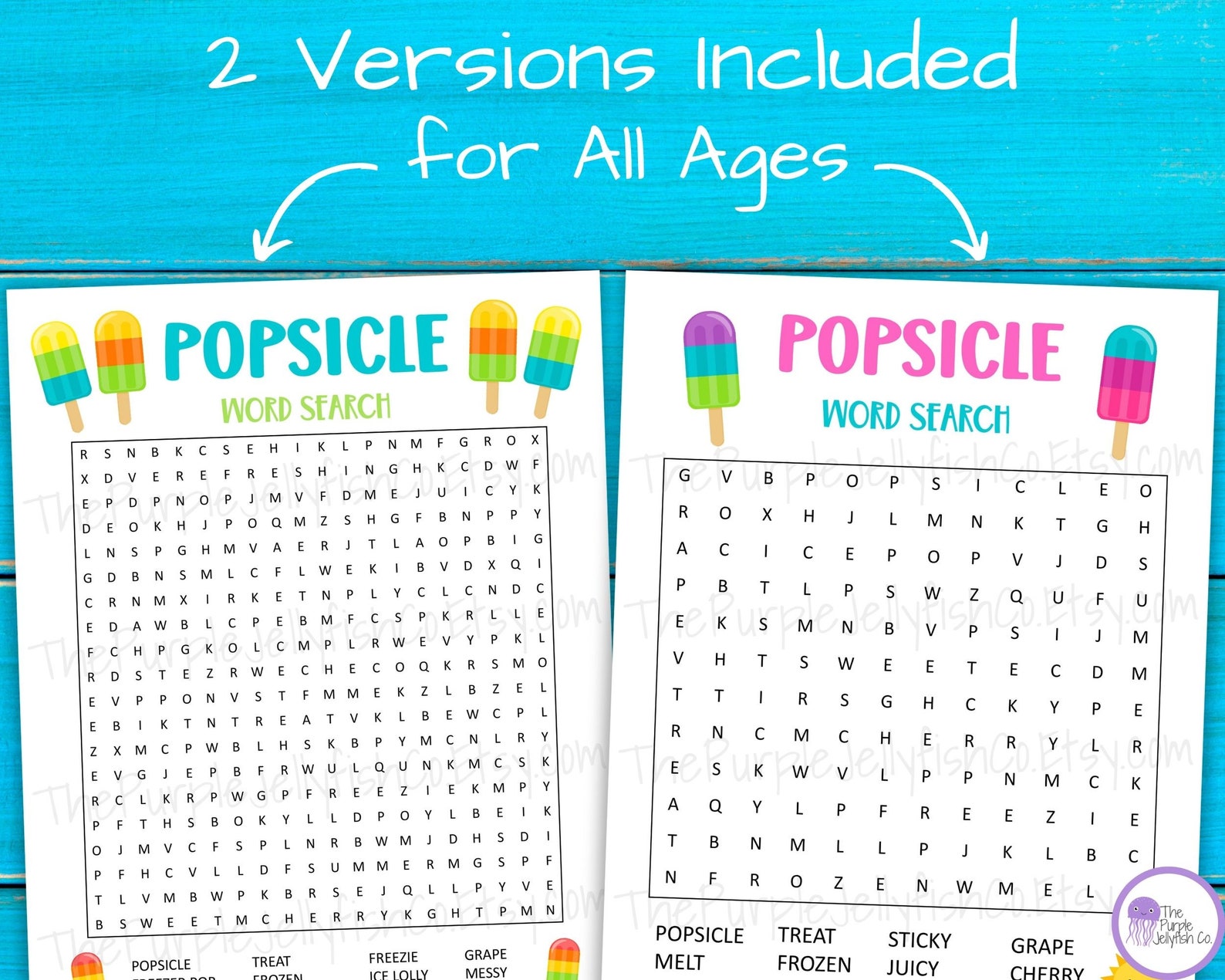 Popsicle Word Search Puzzle, Fun Summer Activity for Kids Teens ...