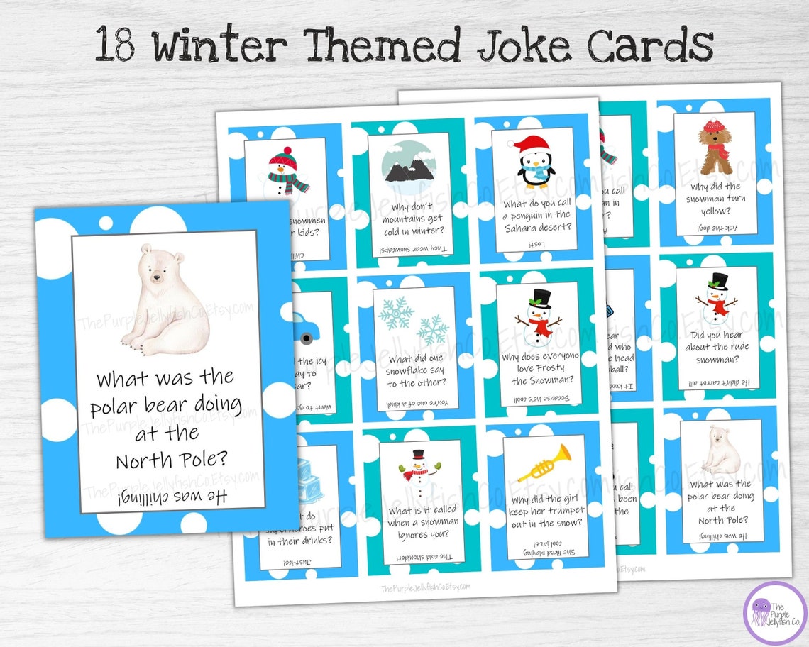 Printable Lunch Box Notes for Kids, Winter Lunch Box Jokes, Lunchbox ...