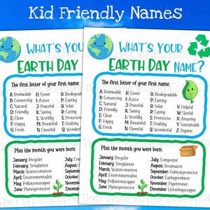 Earth Day Name Game, Spring Activity for Kids, Earth Day Printable ...