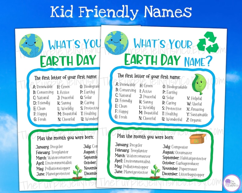 Earth Day Name Game, Spring Activity for Kids, Earth Day Printable ...