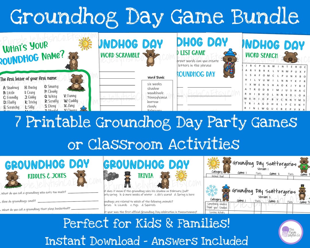 Groundhog Day Game Bundle Groundhog Activities for Kids - Etsy