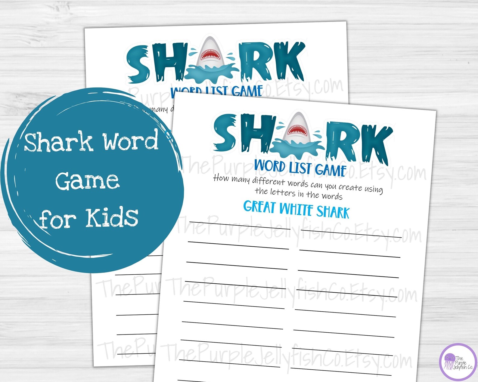 Shark Word List Game Shark Week Activity for Kids Shark - Etsy