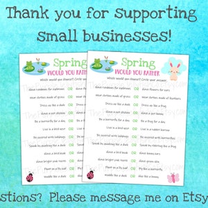 Spring Would You Rather Game, Printable Spring Activity for Kids ...