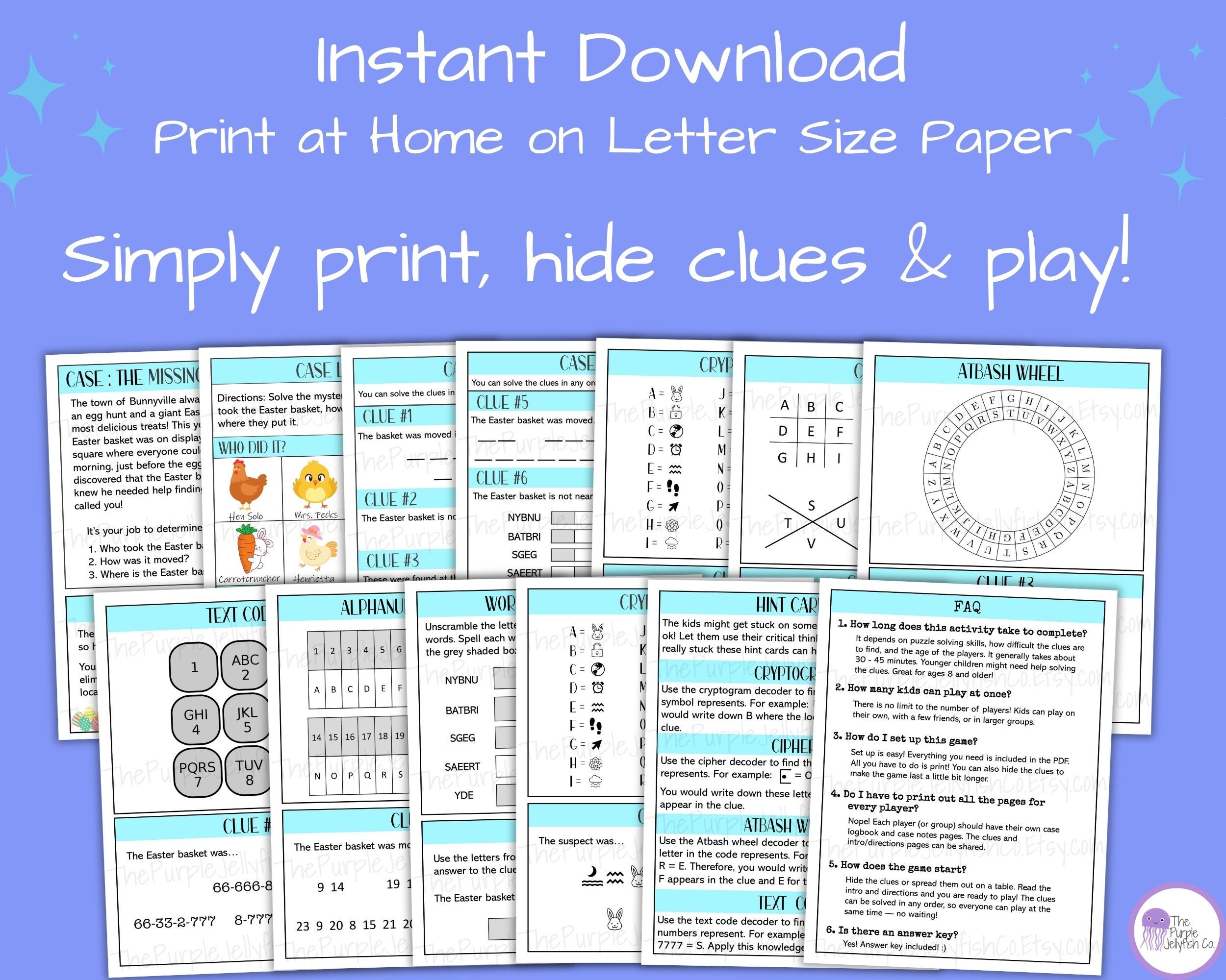 Easter Mystery Game for Kids, Easter Escape Room for Teens, Printable ...