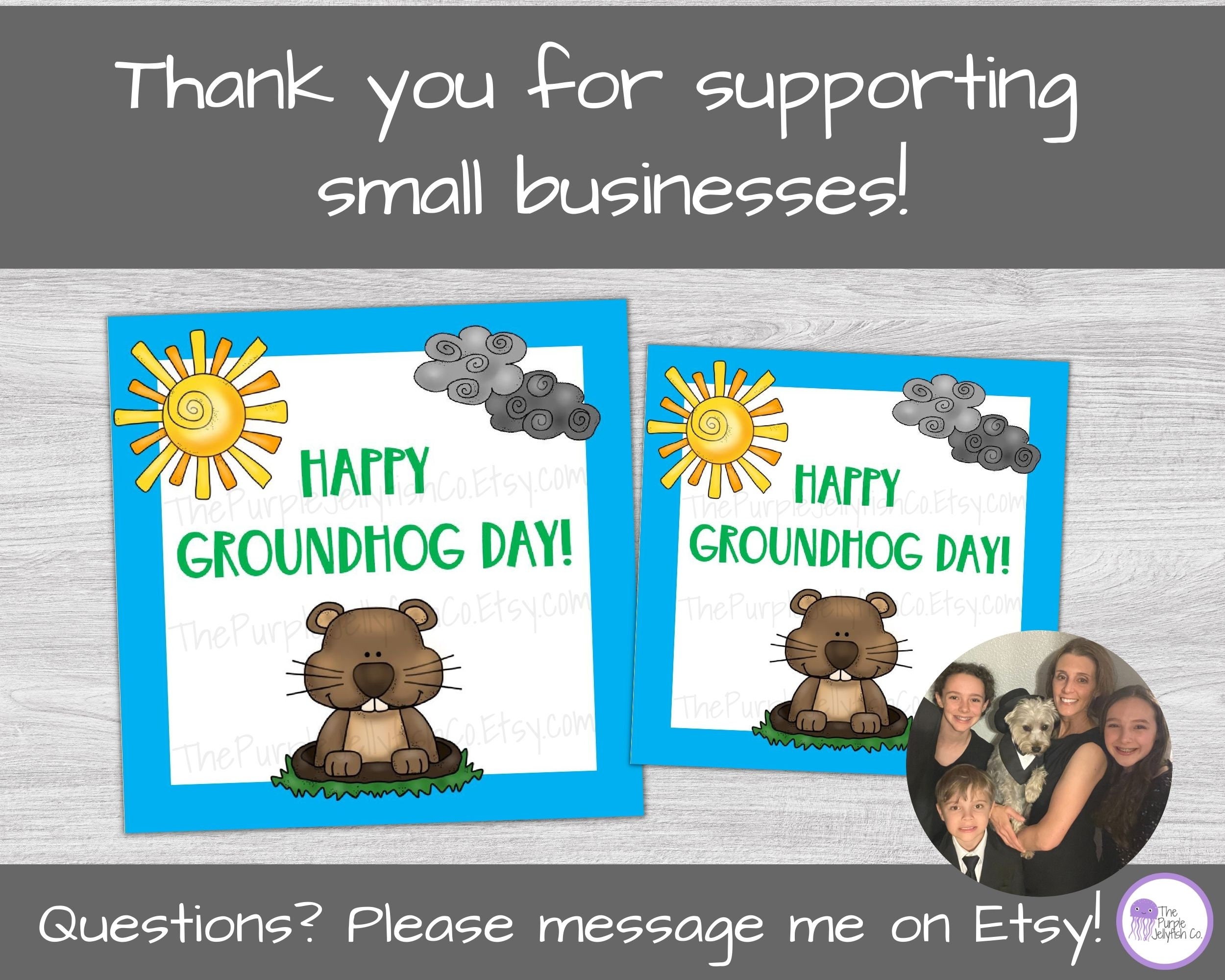 Groundhog Day Gift Tags Printable, Happy Groundhog Day Party Favor Tags ...