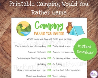 Camping This or That, Instant Download, Printable, PDF - Etsy