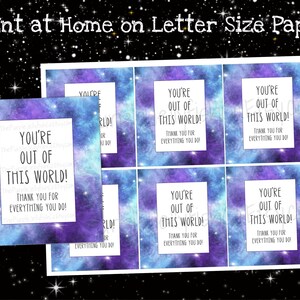 Out of This World Appreciation Gift Tags, Outer Space Themed Printable ...