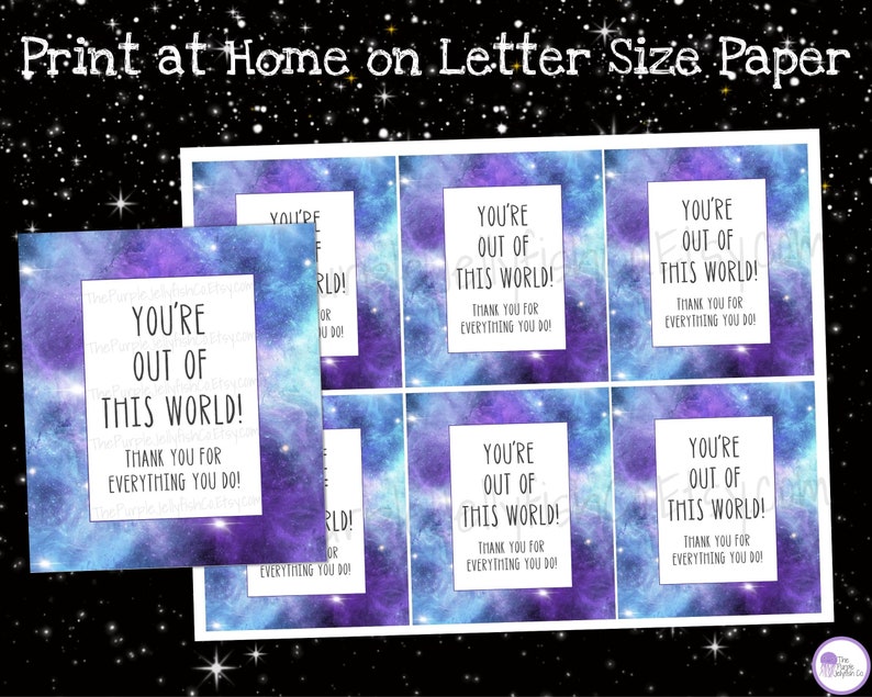 Out of This World Appreciation Gift Tags, Outer Space Themed Printable ...
