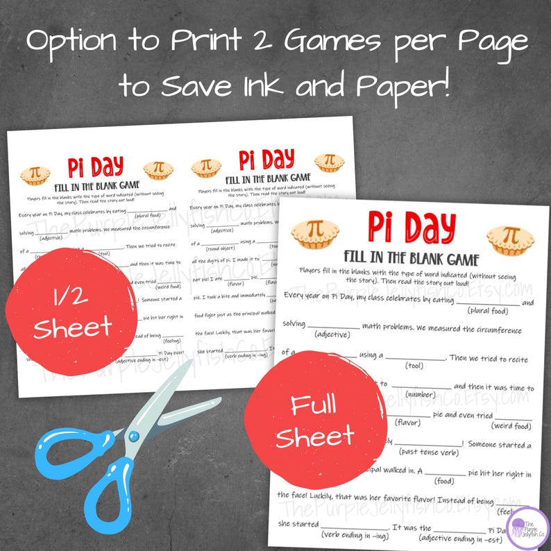 Pi Day Fill in the Blank Game, Printable Pi Day Activity for Kids, Math ...