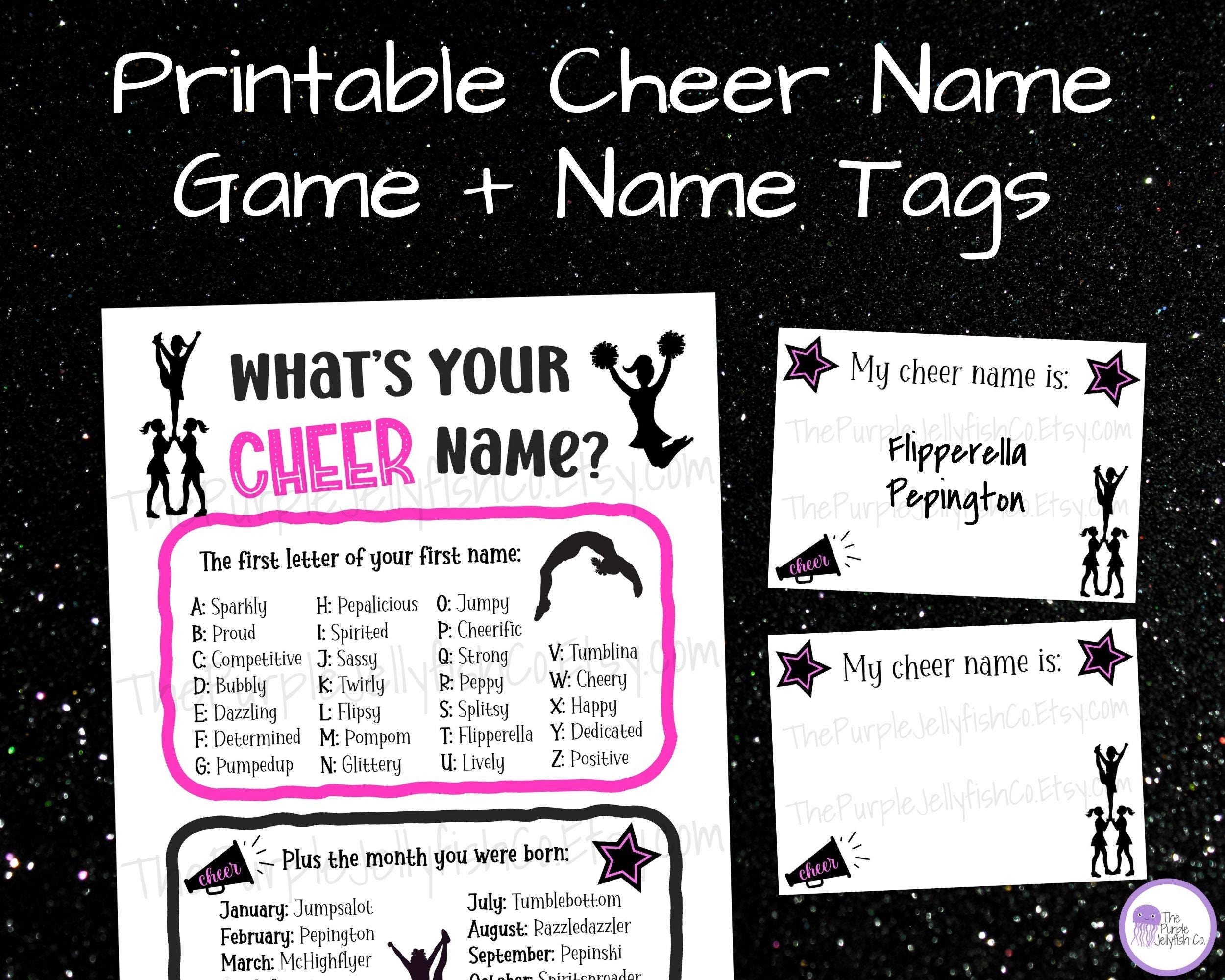 What's Your Cheer Name Game, Printable Cheer Party Decor, Cheer ...