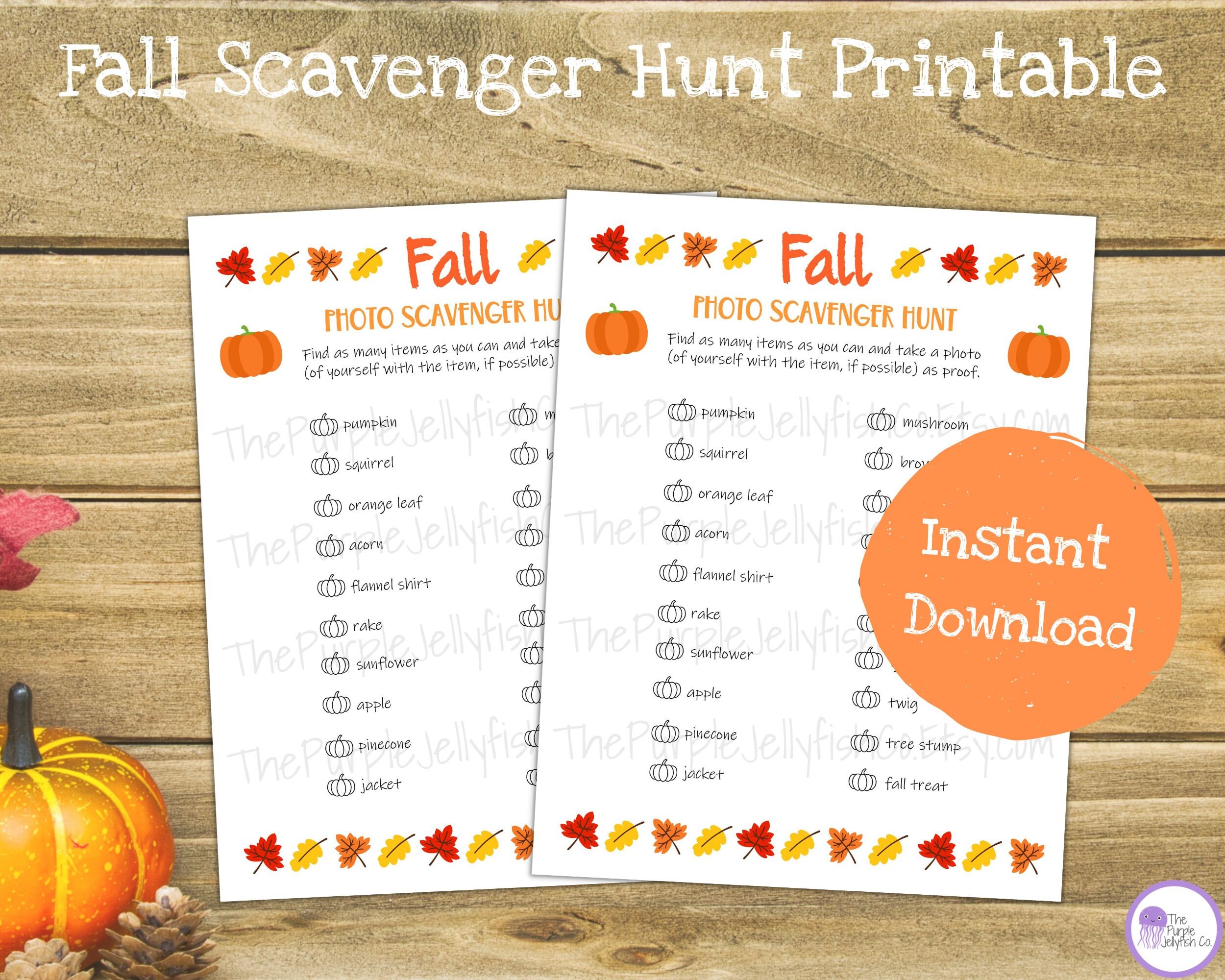 Fall Scavenger Hunt Printable Fun Fall Game for Kids Fall - Etsy