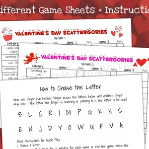 Valentines Scattergories Game, Printable Valentine's Day Game for Kids ...