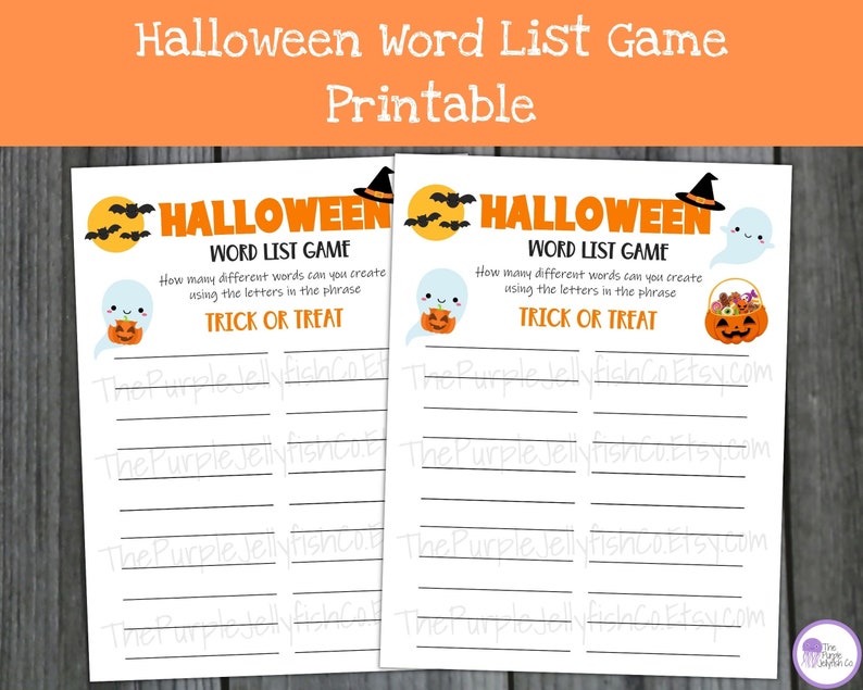 Halloween Word List Game, Printable Halloween Game for Kids, Fun ...