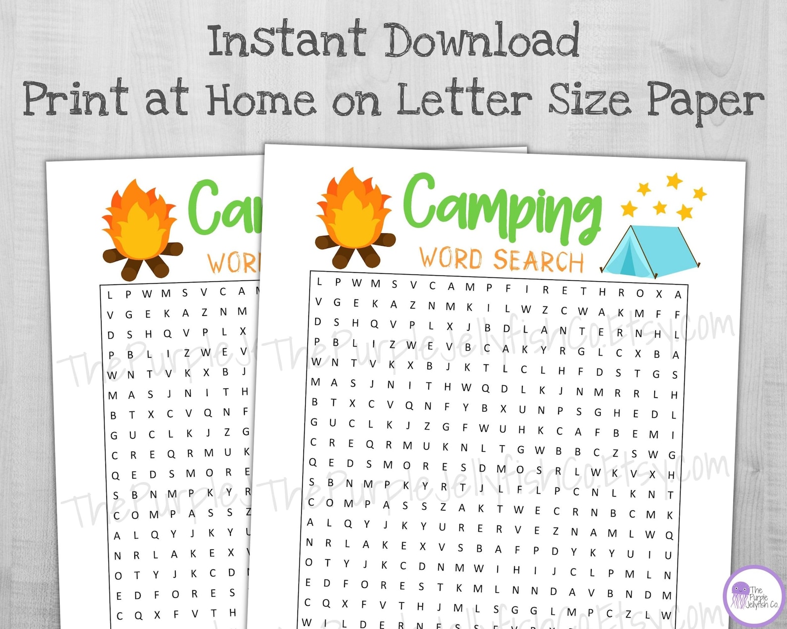 Camping Word Search Printable, Camping Activity for Kids, Summer Camp ...