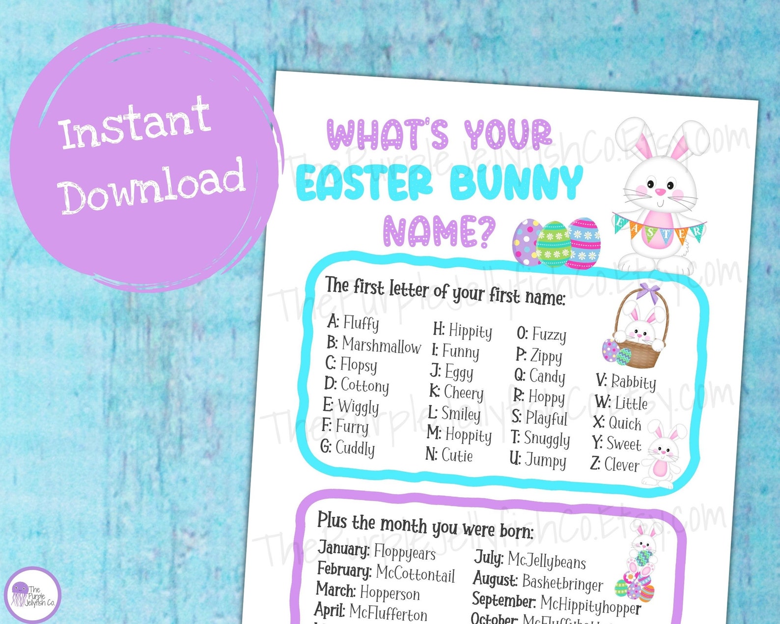 Easter Bunny Name Game, What's Your Bunny Name, Printable Easter Game ...
