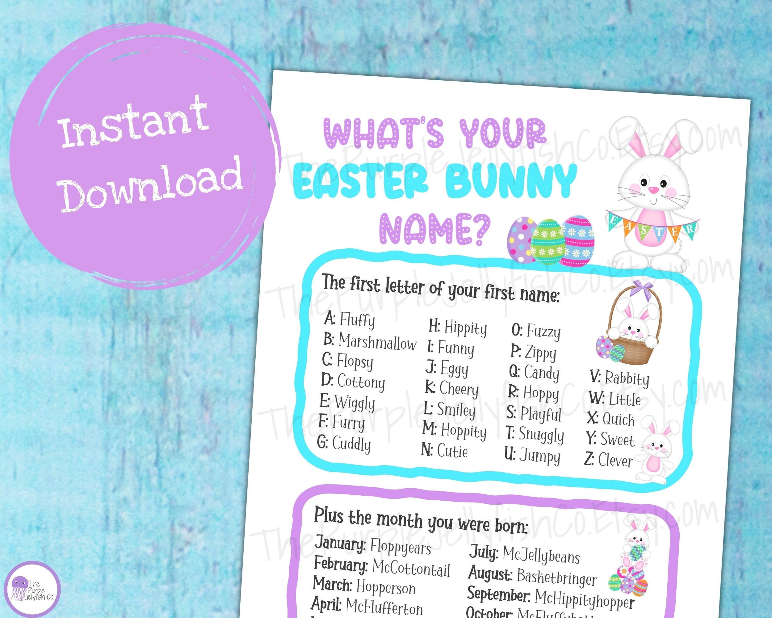 Easter Bunny Name Game, What's Your Bunny Name, Printable Easter Game ...