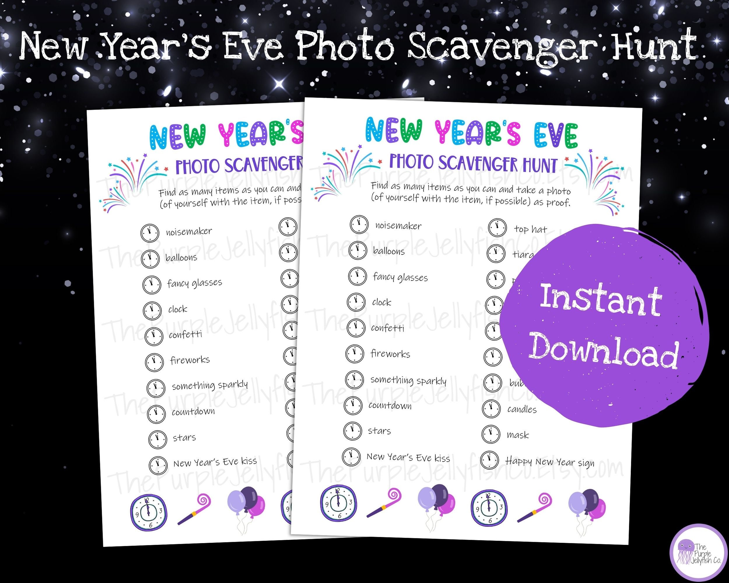 New Years Eve Scavenger Hunt, Printable New Year's Eve Games, Photo ...