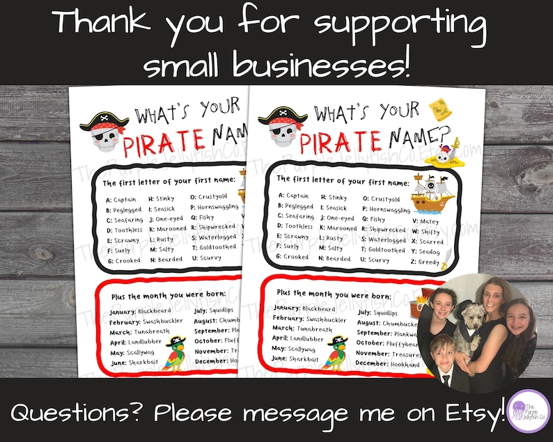 Whats Your Pirate Name Game, Talk Like a Pirate Day Idea, Pirate Party ...