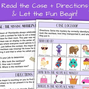 Mother's Day Mystery Game Printable for Kids, Escape Room Game for ...