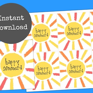 Happy Summer Gift Tags, Printable End of School Year Tag, Summer Break ...