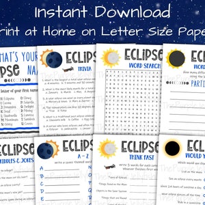 Eclipse 2024 Games Printable, April 8th 2024 Solar Eclipse Activities ...