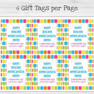 Chicken Nugget Teacher Gift Tags Printable, Teacher Appreciation Week ...