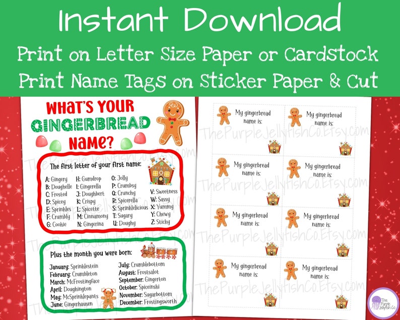What's Your Gingerbread Name Game, Gingerbread House Decorating Party ...
