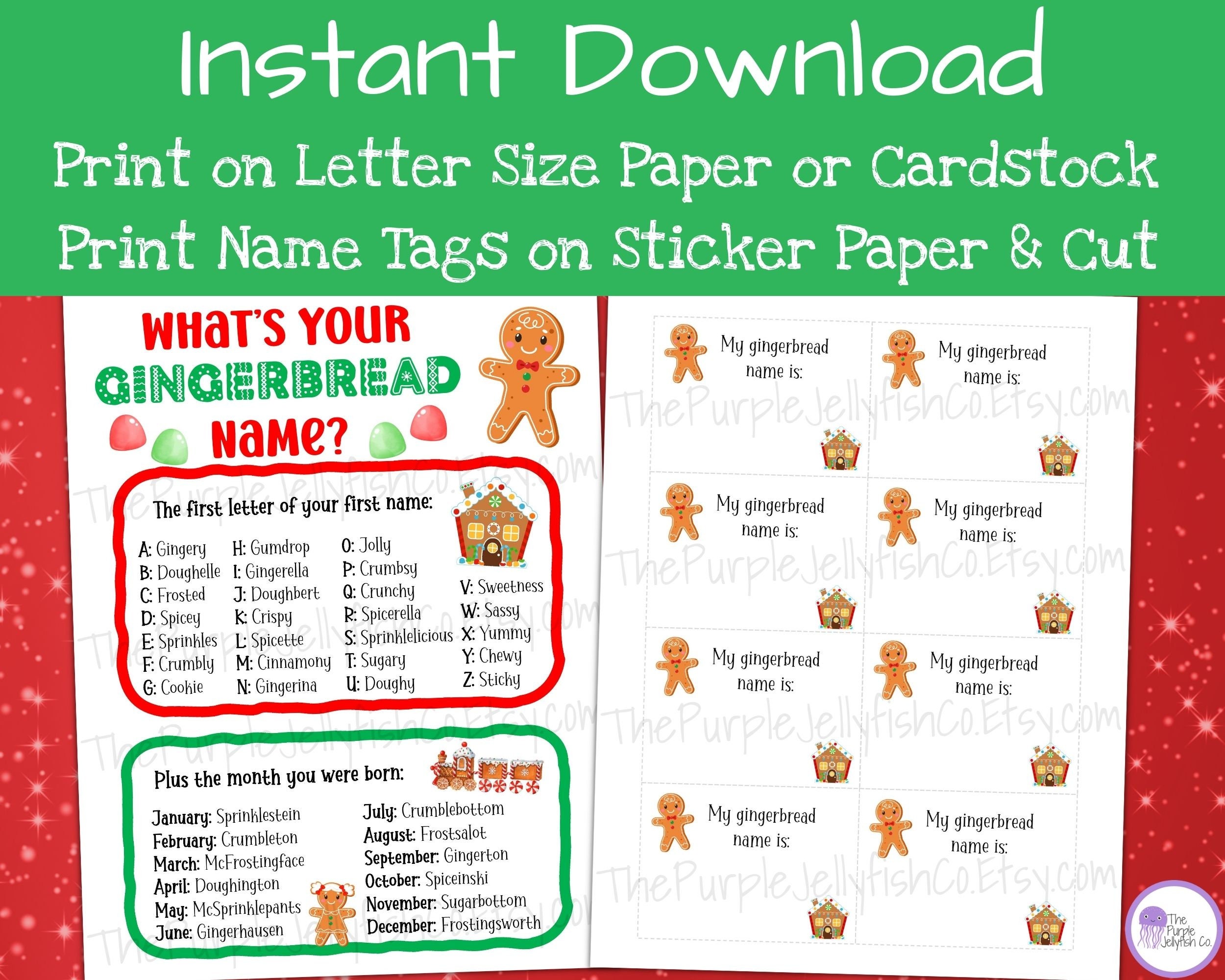 What's Your Gingerbread Name Game, Gingerbread House Decorating Party ...