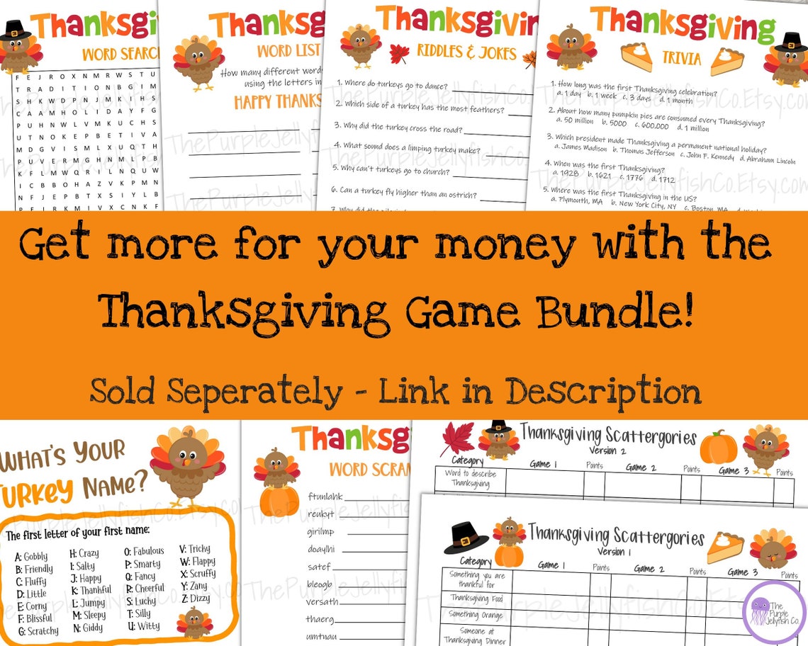 Thanksgiving Trivia Game, Printable Thanksgiving Activity for Kids ...