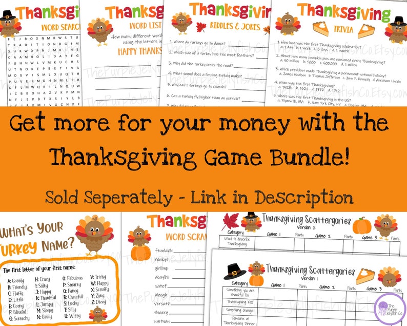 Thanksgiving Trivia Game Printable, Thanksgiving Activity for Kids ...