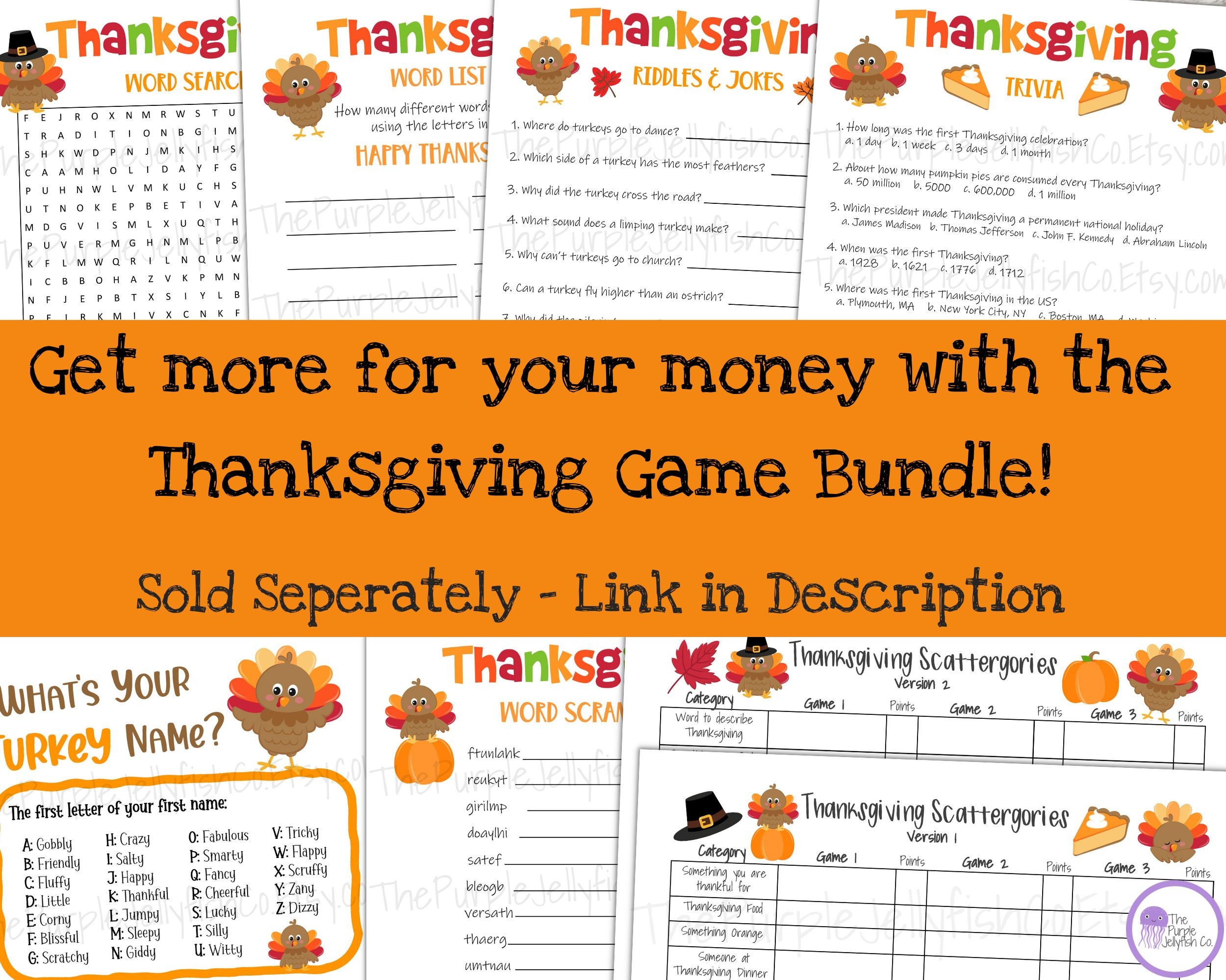 Thanksgiving Trivia Game Printable, Thanksgiving Activity for Kids ...