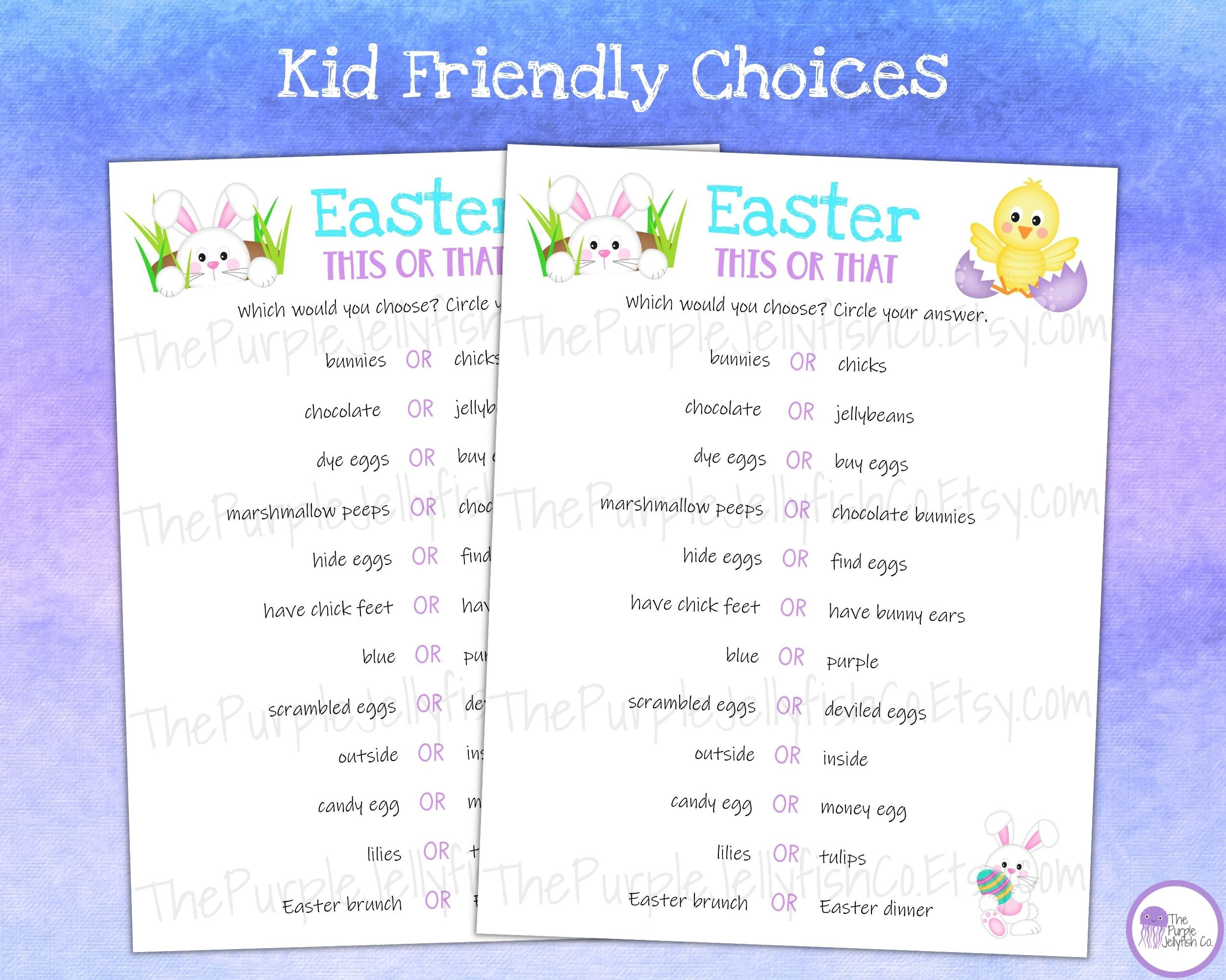 Easter This or That Game for Kids, Printable Easter Activity, Easter ...
