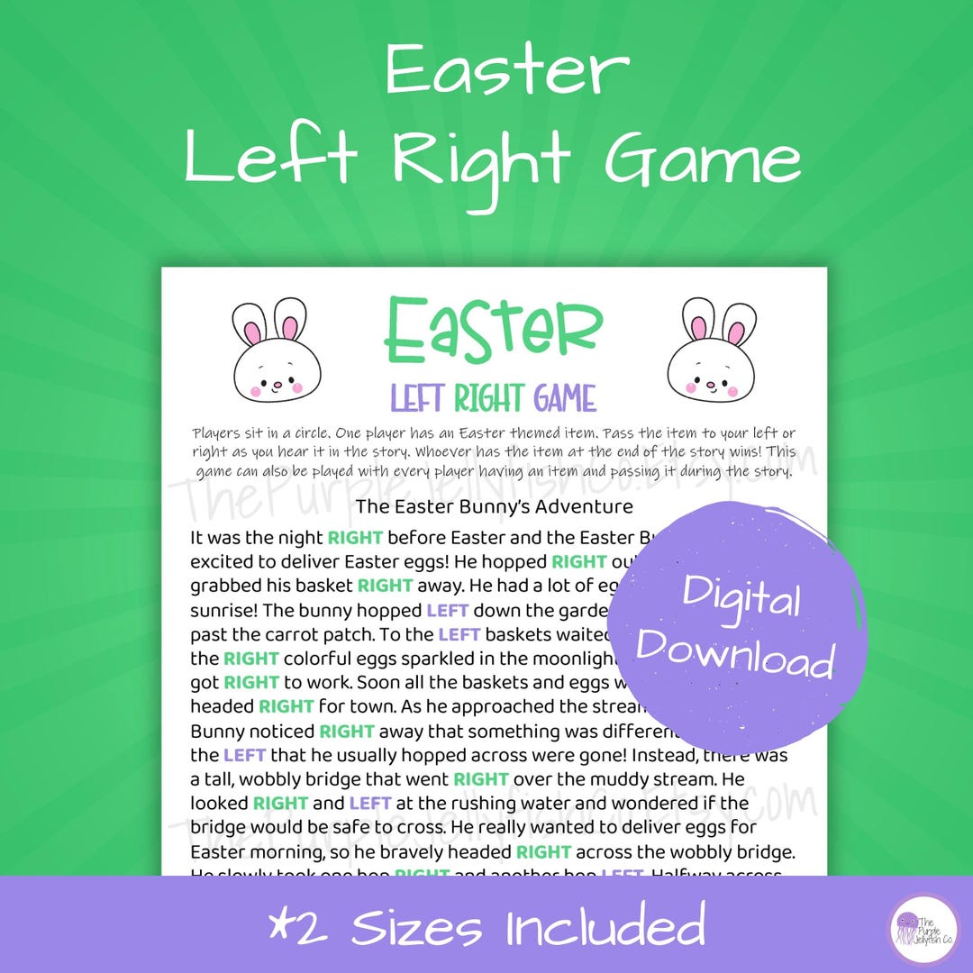 Easter Left Right Game Printable PDF, Family Easter Party Idea, Easter ...