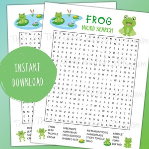Frog Word Search Printable, Frog Activity for Kids, Word Game, Spring ...