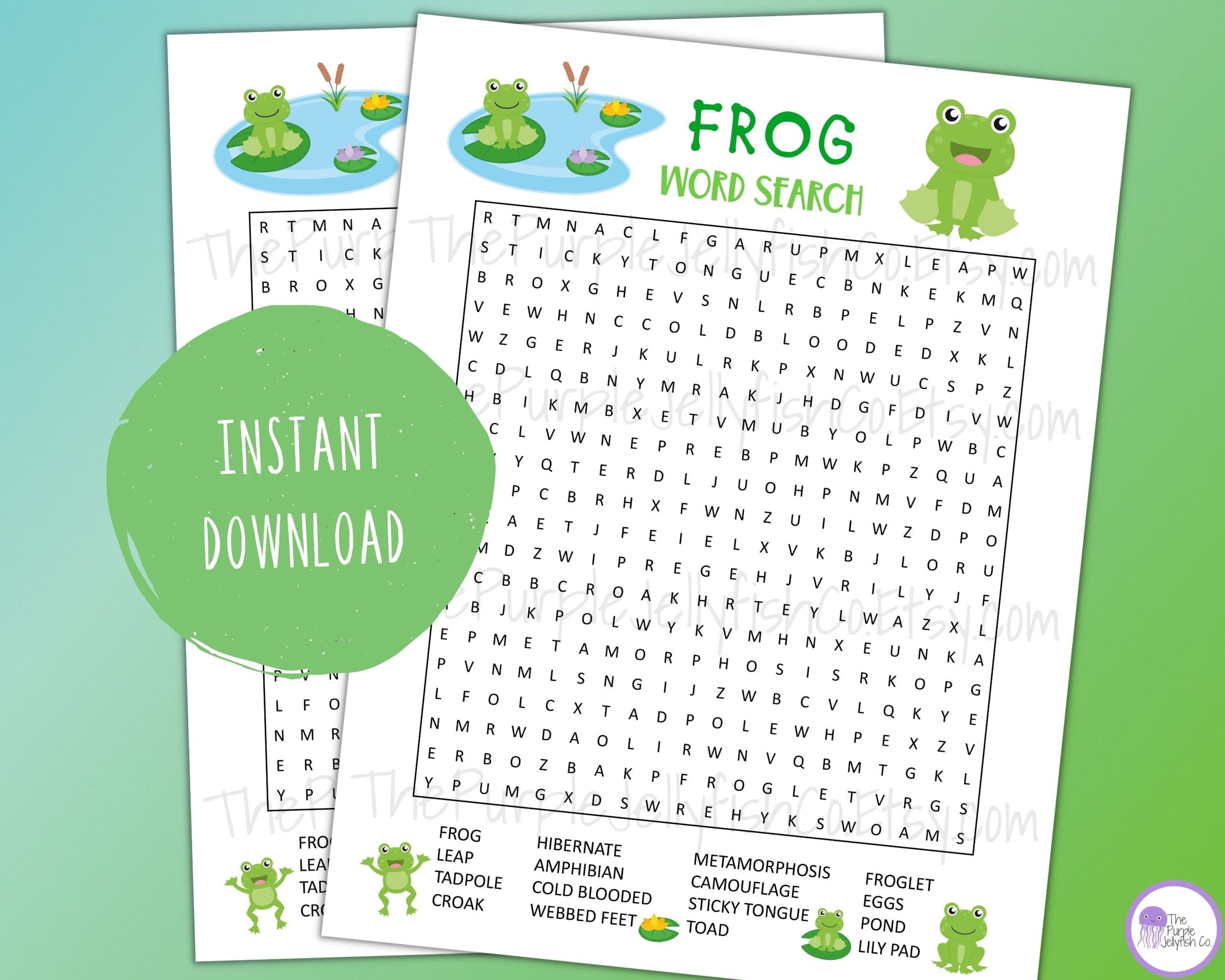 Frog Word Search Printable, Frog Activity for Kids, Word Game, Spring ...