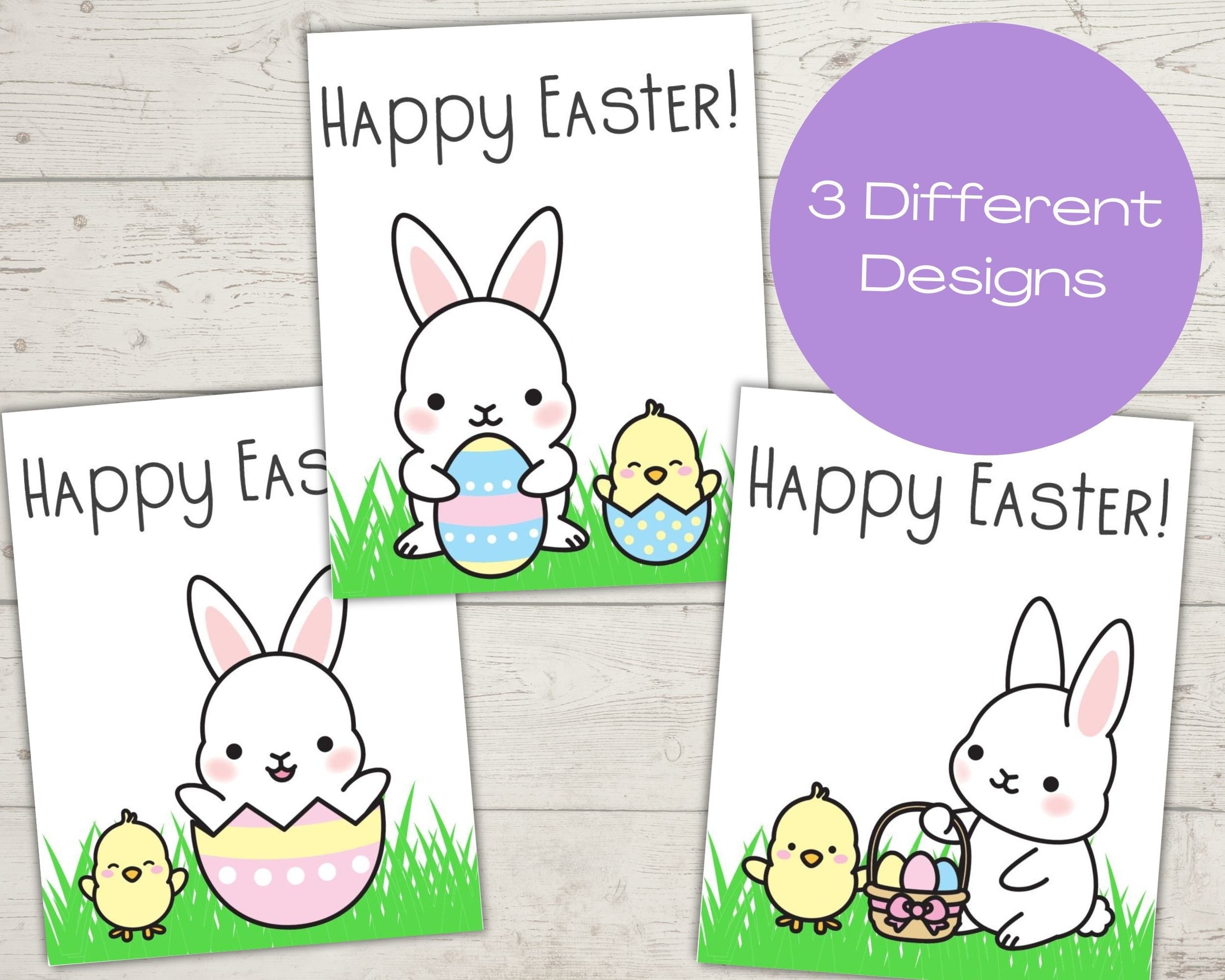 Printable Easter Gift Tags, Kawaii Easter Mini Cards, Instant Digital ...