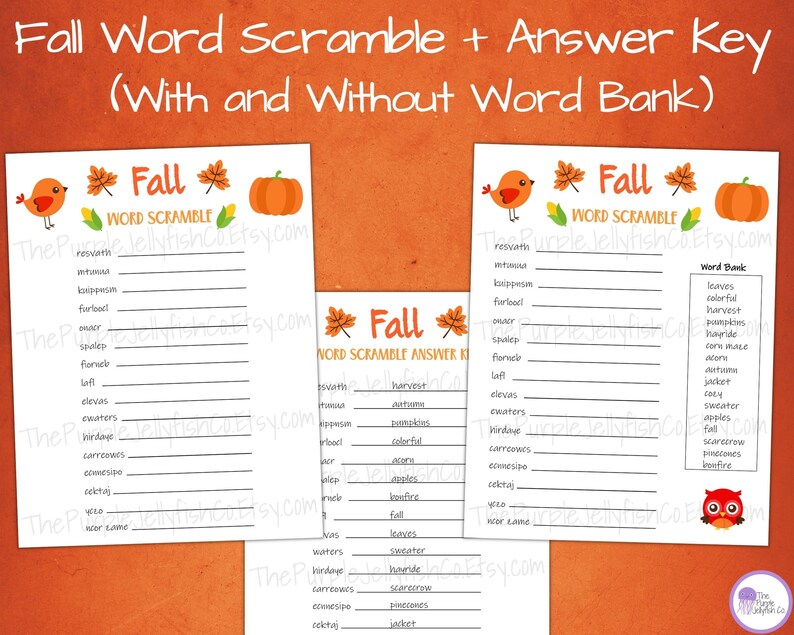 Fall Games Printable, Fall Activities for Kids & Adults, Fun Fall Game ...